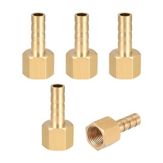 Brass Barb Hose Fitting Connector Adapter 6mm Barbed x 1/8"G Female Pipe 5pcs - Gold Tone - 1/8 ...